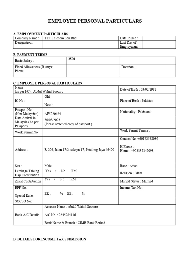 EPP Form New Staff | PDF | Economies
