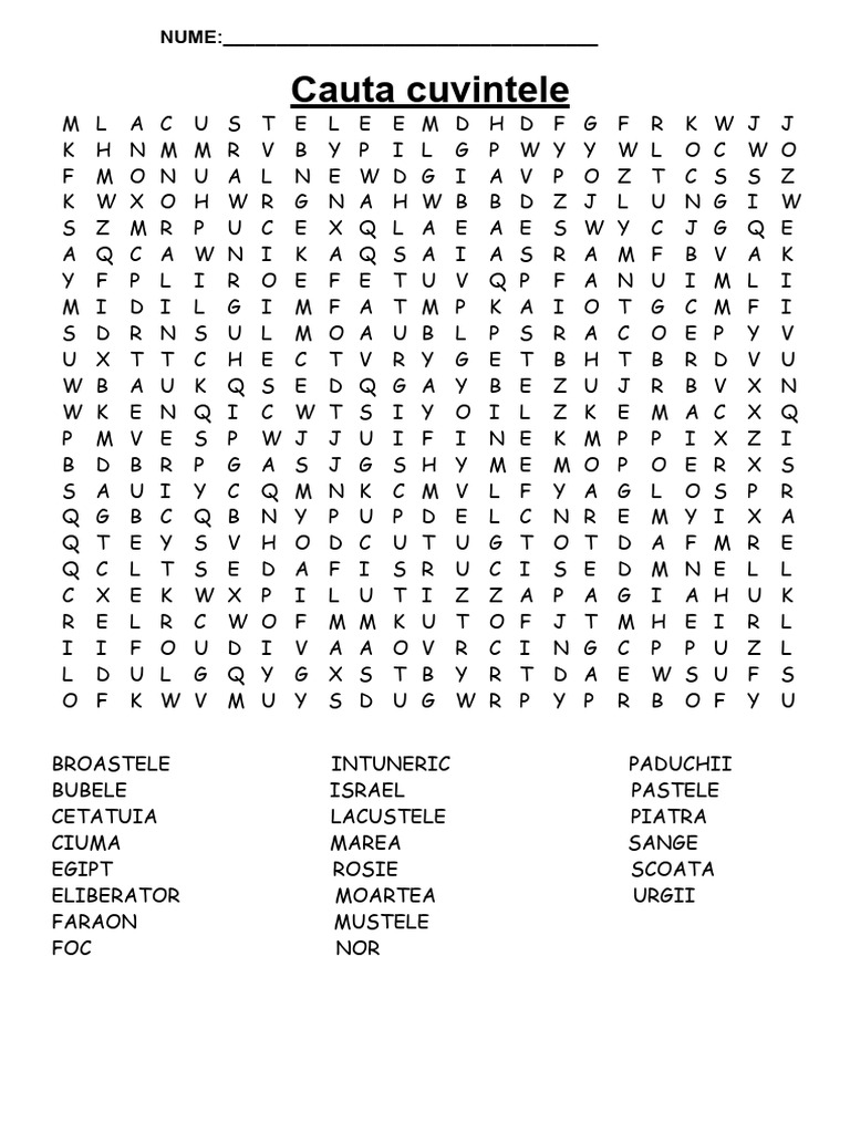 Cele 10 Urgii Cauta Cuvintele | PDF