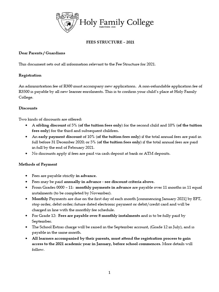 Fee Structure 2021 | PDF | Credit Card | Fee