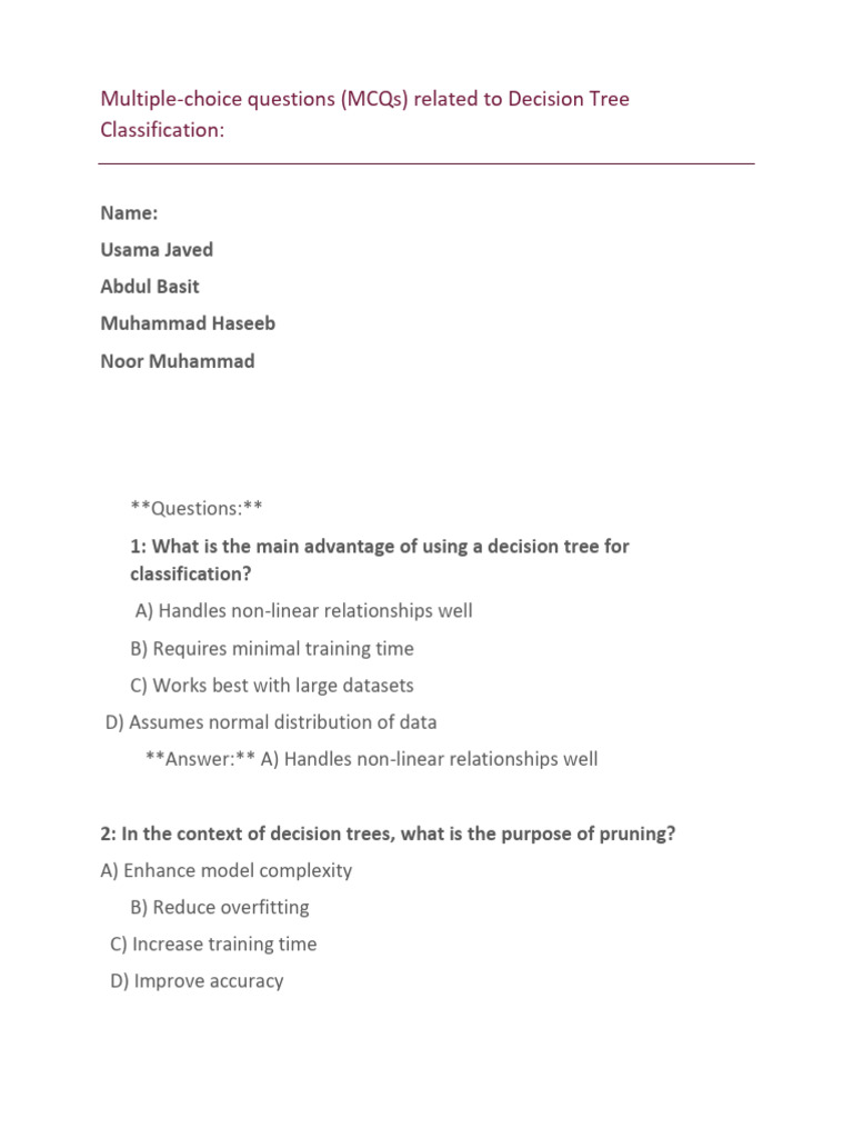 15 MCQs ML (DT Classification) | PDF | Statistical Classification | Cognitive Science