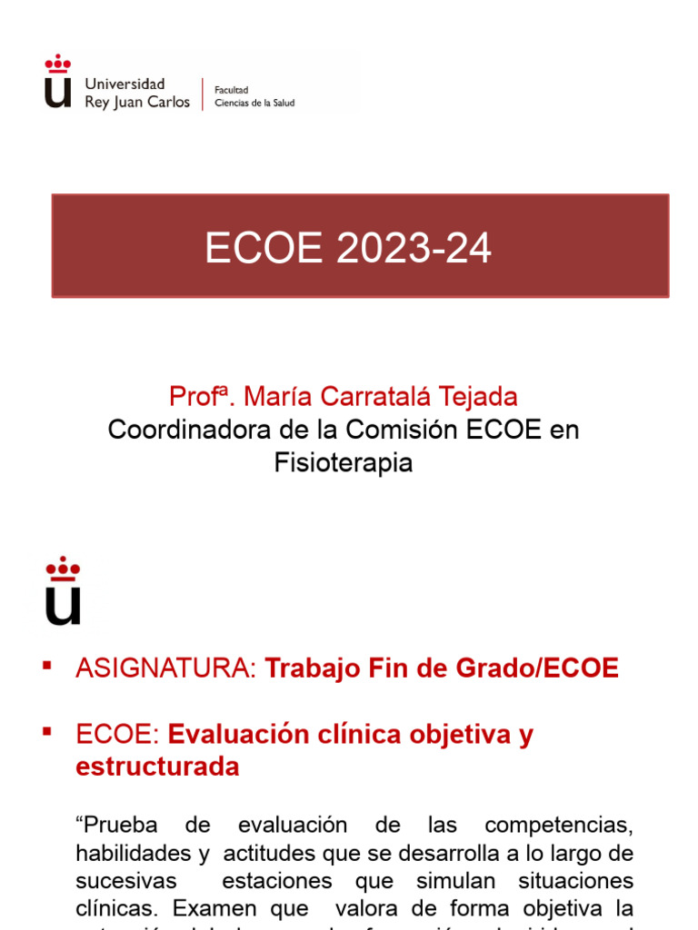 Presentacion Ecoe 2023-24 | PDF | Terapia física | Evaluación