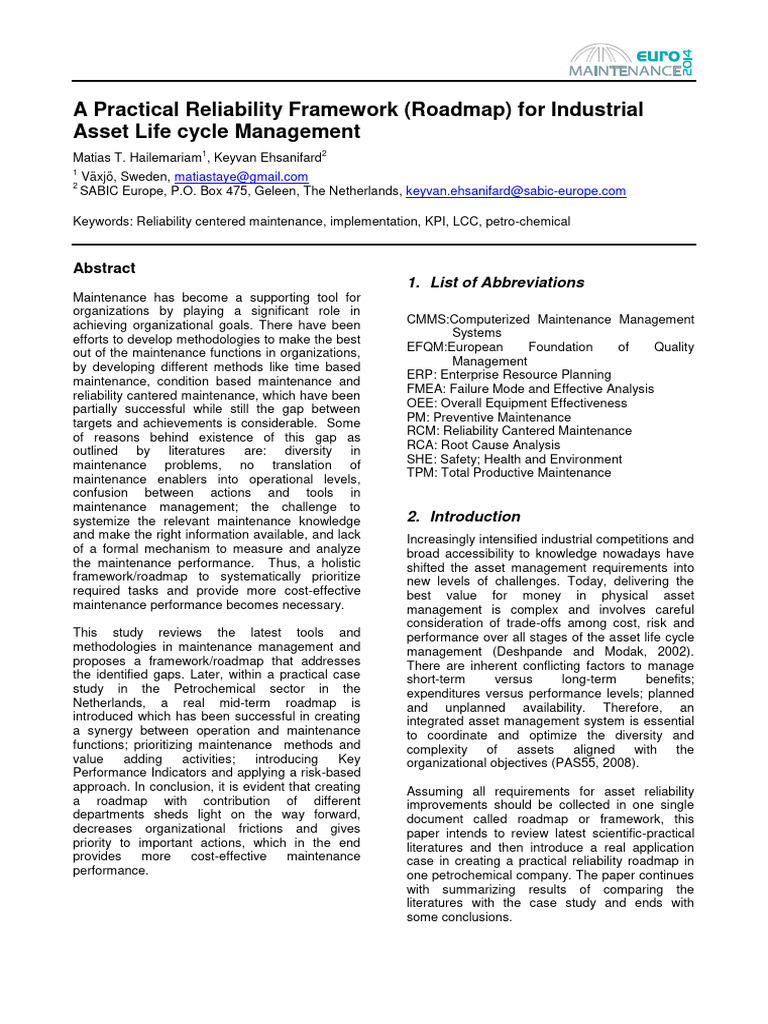 A Practical Reliability Framework Roadma | PDF | Reliability ...