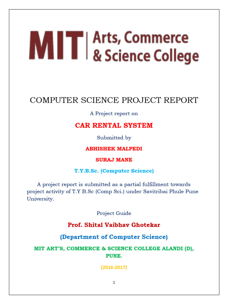 Car Rental System Project Report | PDF | Feasibility Study | System