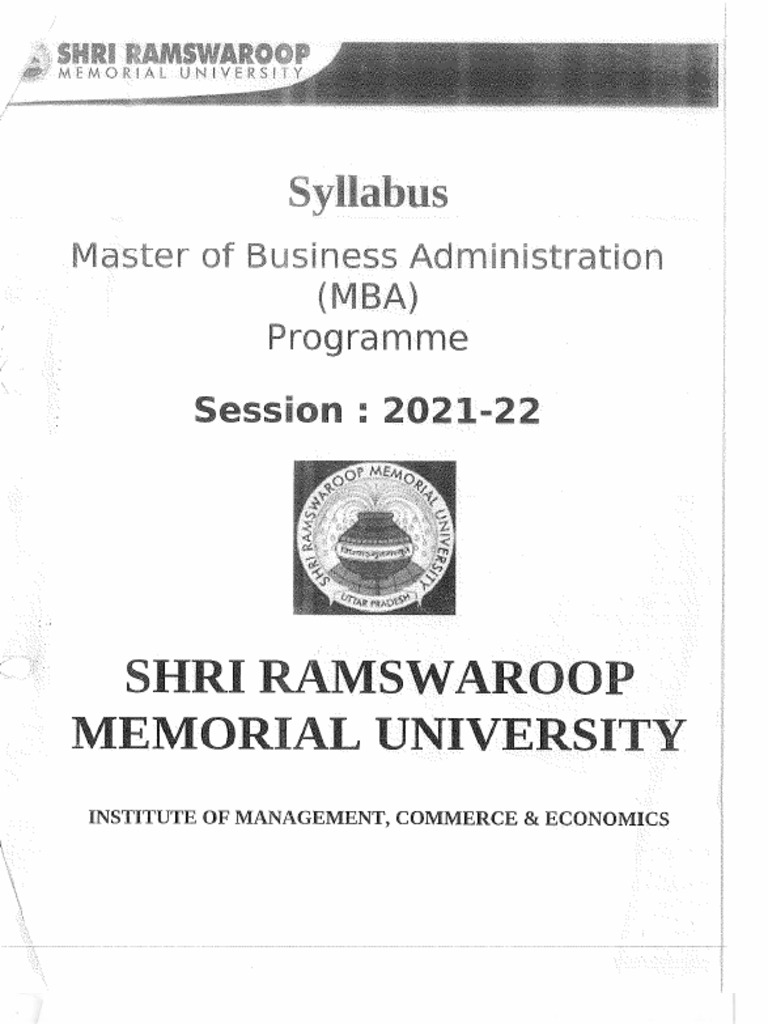 Syllabus Mba SES | PDF