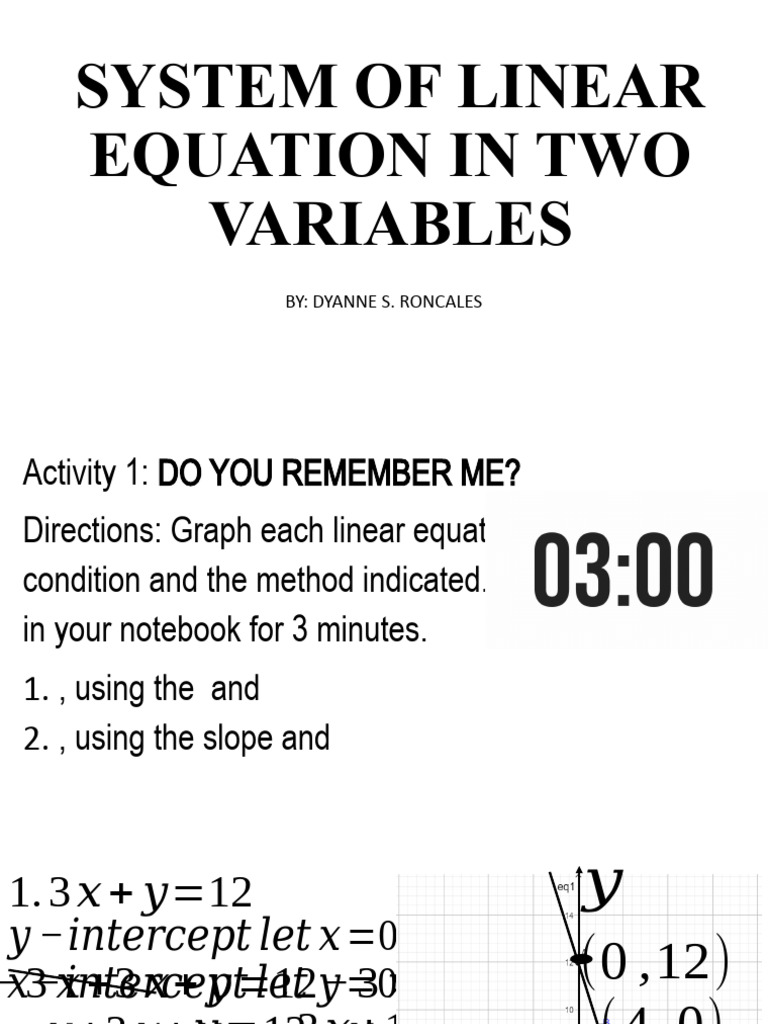 System of Linear Equation in Two Variables | PDF | Applied Mathematics | Mathematical Relations
