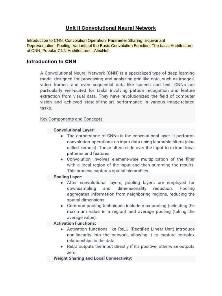 Unit 2 Convolutional Neural Network | PDF | Artificial Neural Network | Image Segmentation