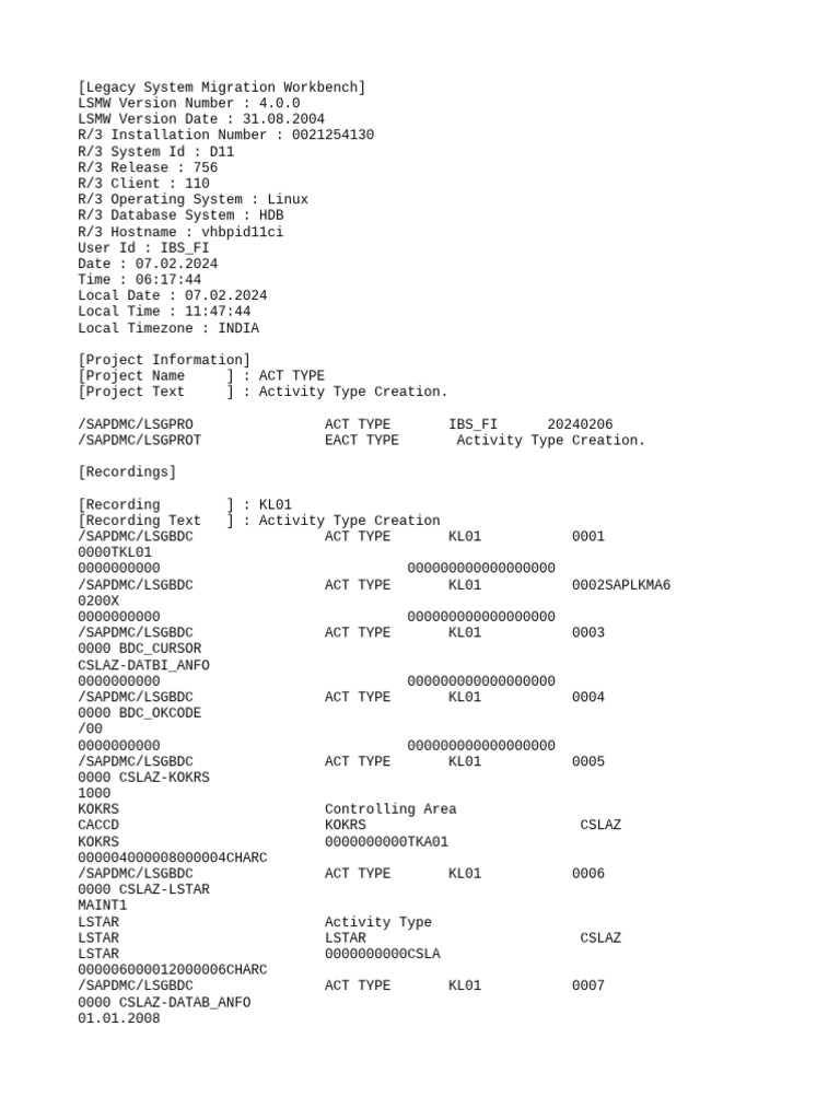 LSMW - D11 - Act Type | Download Free PDF | Software Engineering | Data Management