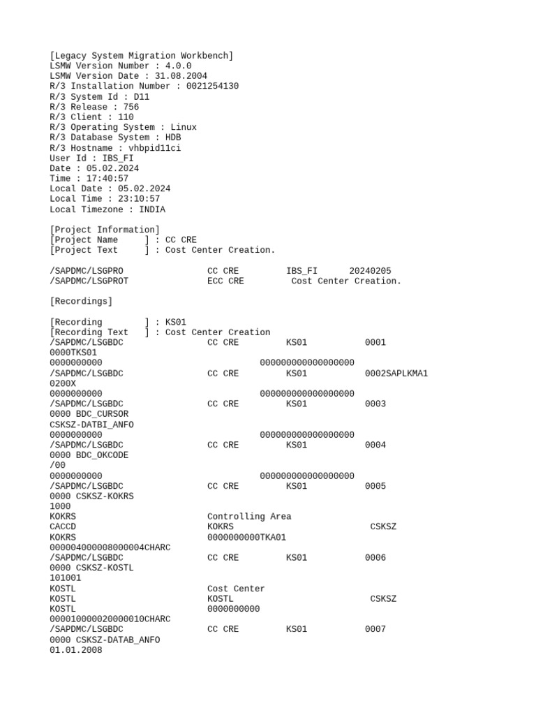 LSMW - D11 - CC Cre | PDF | Data Management | Computer Architecture