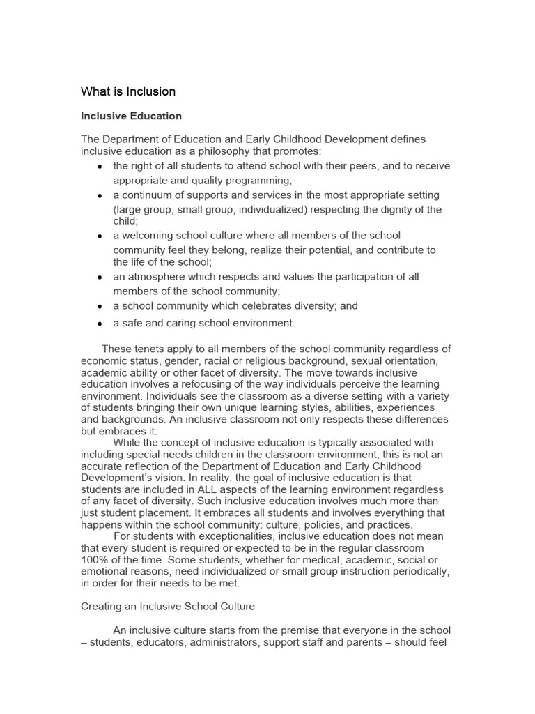 Lesson 4 Inclusive Education | PDF | Inclusion (Education) | Early ...
