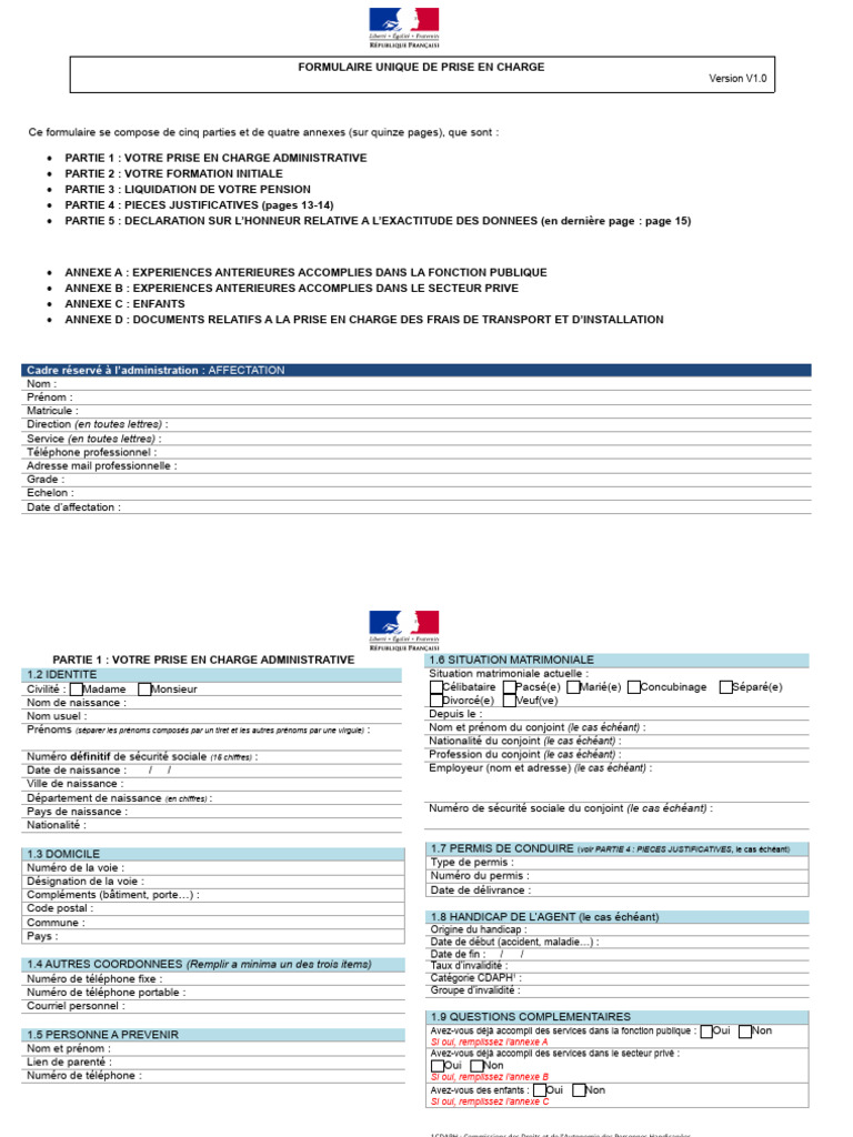 Formulaire de Prise en Charge À Compléter | PDF