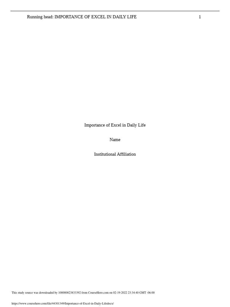 Importance of Excel in Daily Life.docx | PDF | Microsoft Excel | Computing