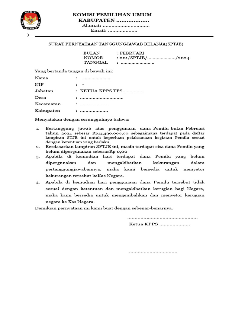 SPTBJ KPPS | PDF | Pengelolaan Keuangan & Uang | Ilmu Sosial