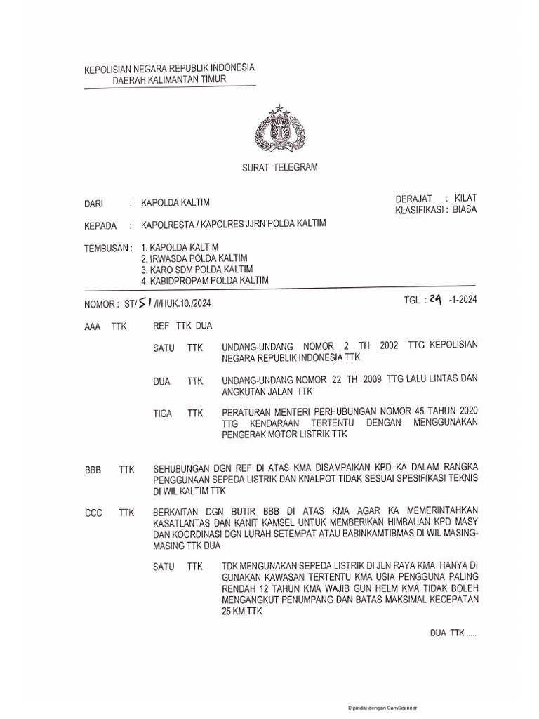 ST TTG Jukrah SPD Listrik Dan Knalpot | PDF