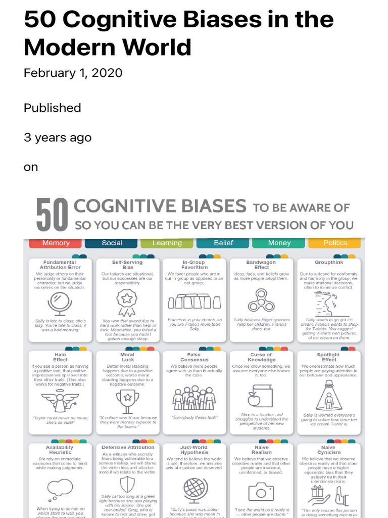 50 Cognitive Biases in The Modern World | PDF | Cognitive Science | Behavioural Sciences