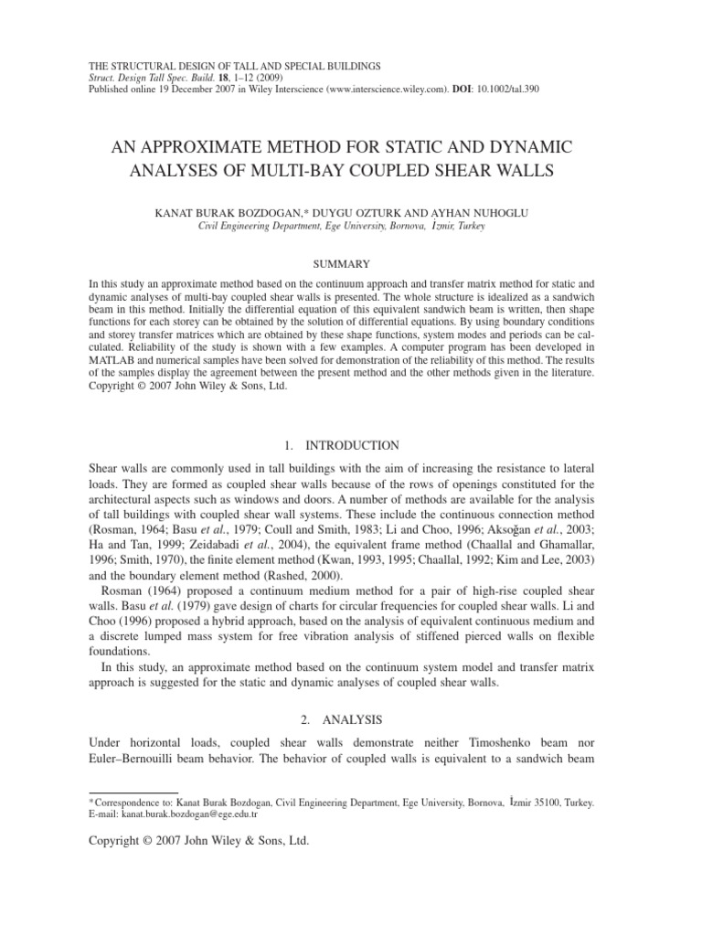 Paper - Approximate Method For Static & Dynamic Analysis of Multi Bay ... Paper - Approximate Method For Static & Dynamic Analysis of Multi Bay ...