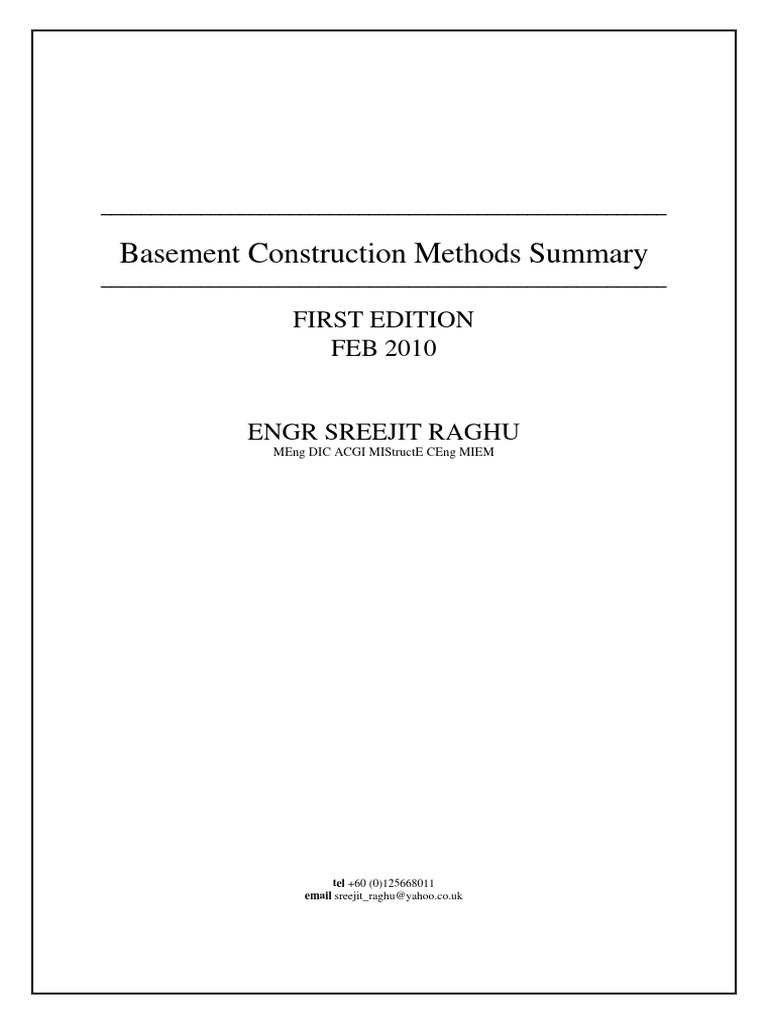 Paper - Basement Construction Methods Summary | PDF