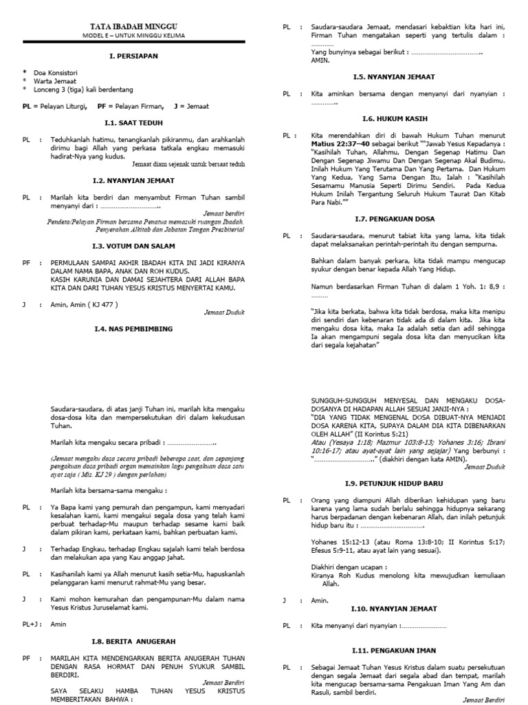 Liturgi Ibadah Minggu - e | PDF