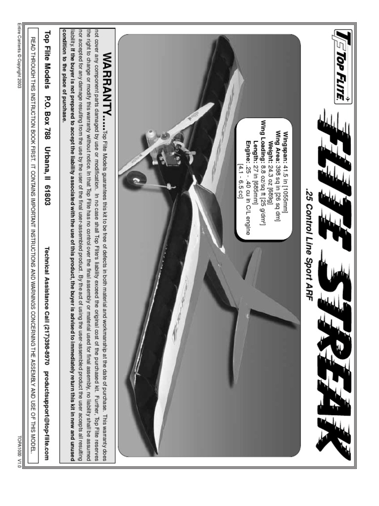 Flight Streak Manual | PDF | Screw | Airplane