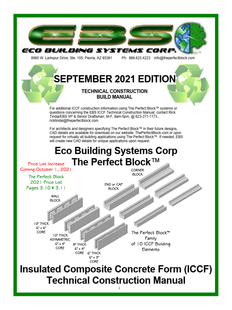 Ebs Technical Construction Manual September 2021 Edition 9 15 21 | PDF | Concrete | Masonry