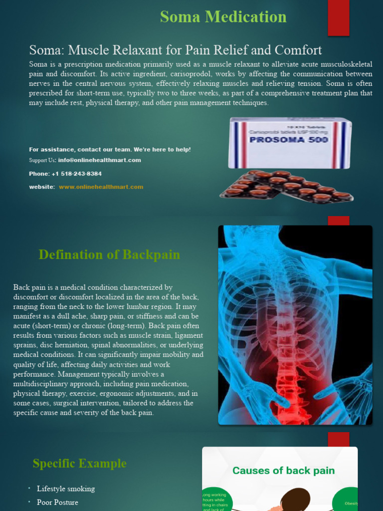 Soma: Muscle Relaxant for Pain Relief and Comfort. | PDF | Back Pain | Pain