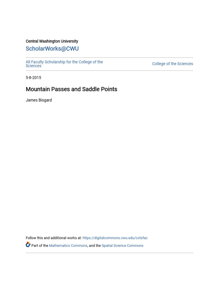 Mountain Passes and Saddle Points | PDF | Hilbert Space | Functions And Mappings