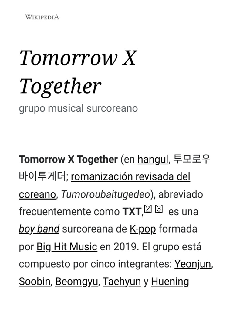 Tomorrow X Together - Wikipedia, La Enciclopedia Libre | PDF ...