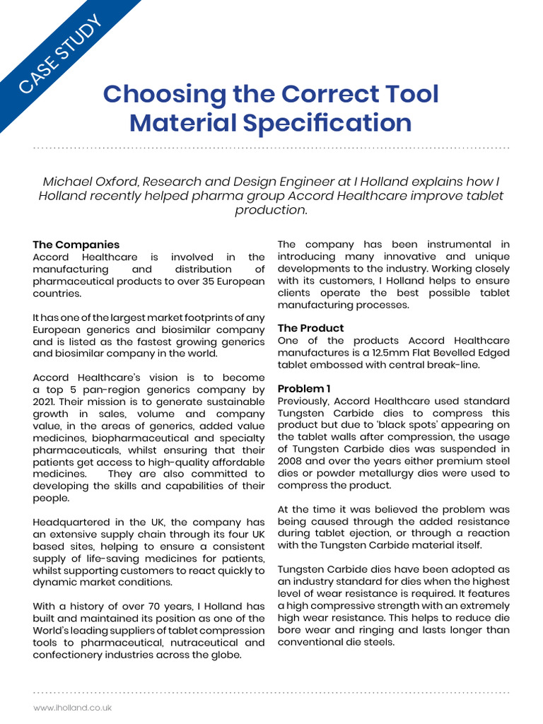 Case Study - Accord - Choosing The Correct Tool Material Specification ...