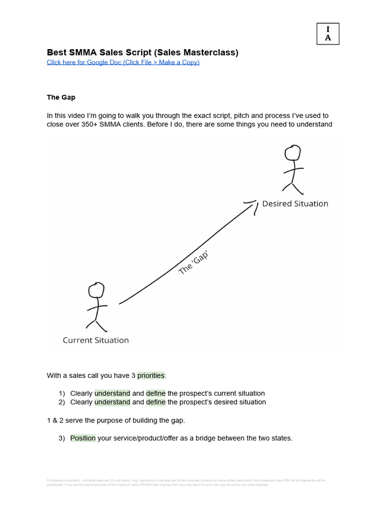 Best SMMA Sales Script (Sales Masterclass) | PDF | Sales | Pain