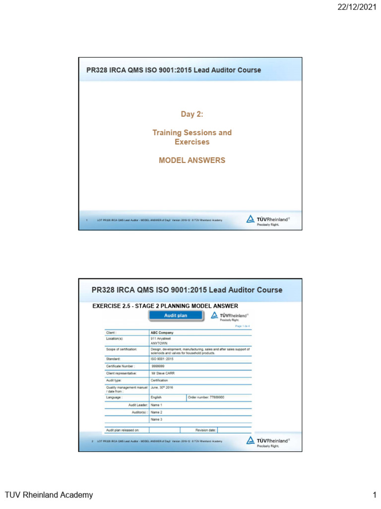Participant Notes - Day 2 - Model Answers | PDF | Audit | Iso 9000