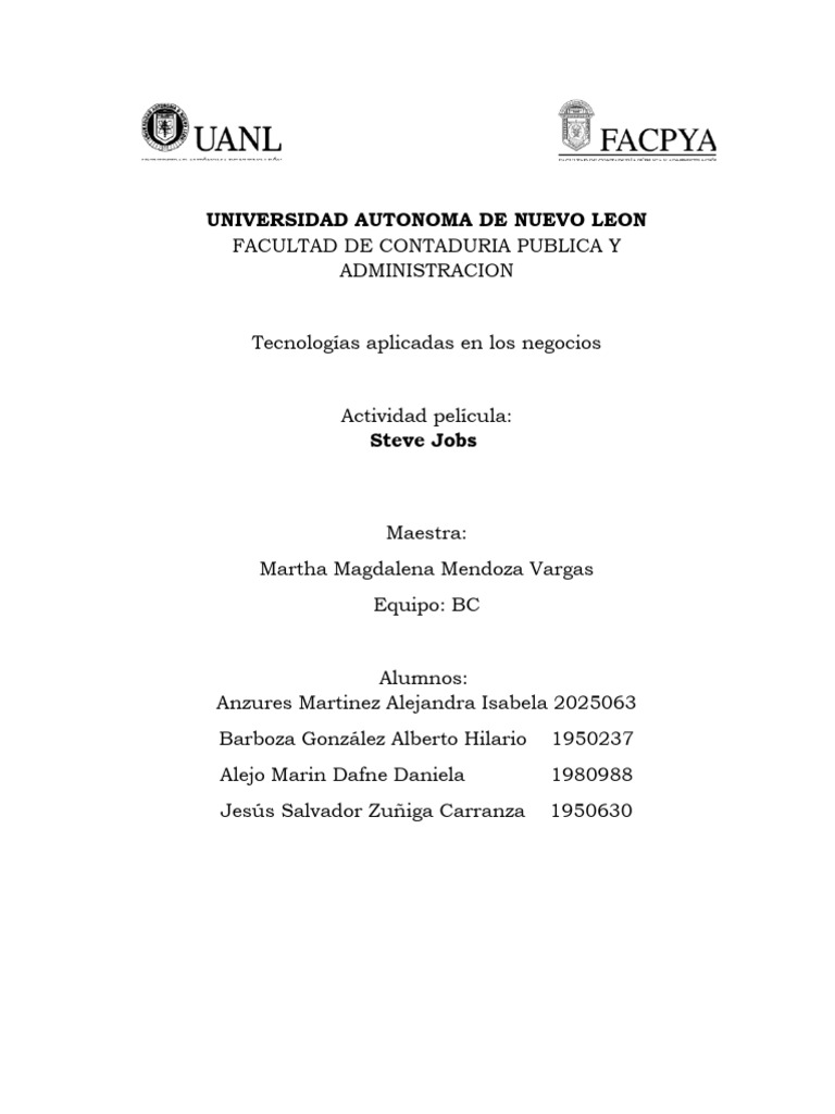 Act - Pelicula - Steve Jobs - Eq2 | PDF | Apple Inc. | Steve Jobs