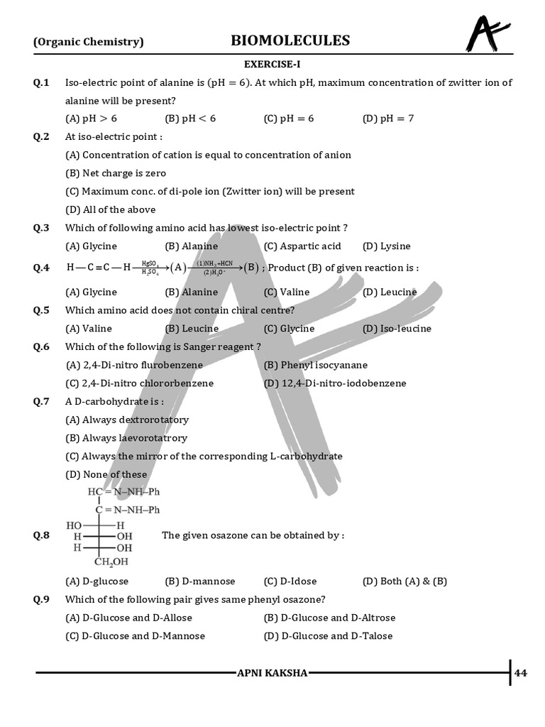 Sheet - 01 - Biomolecules-Extracted | PDF | Ph | Analysis