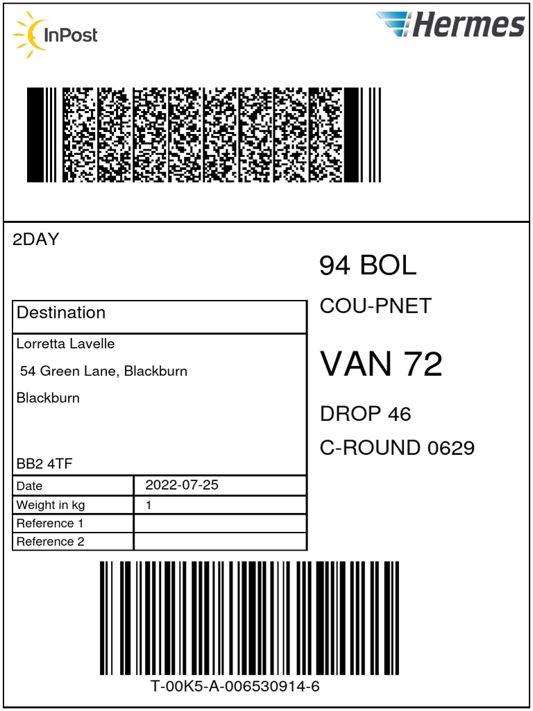 Shipping Document: Blackburn Delivery Details | PDF