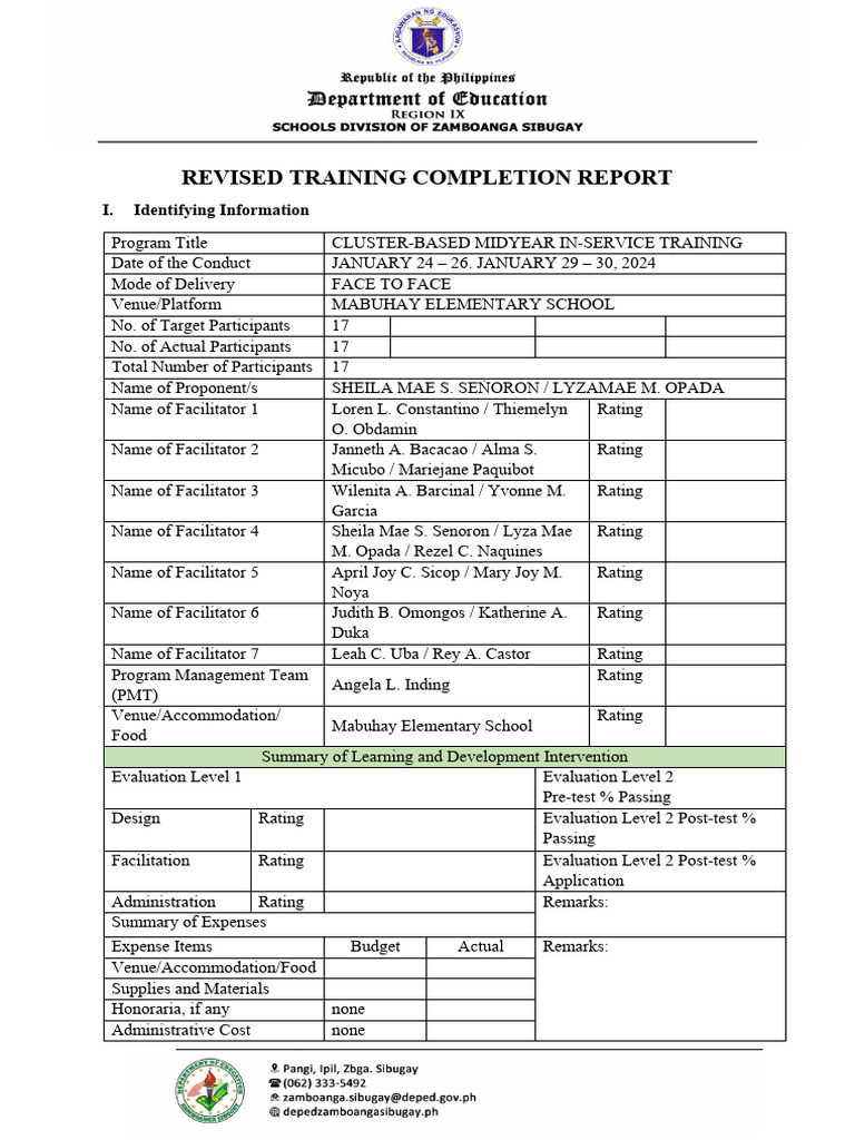 New Training Completion Report - Template | PDF | Learning | Behavior ...