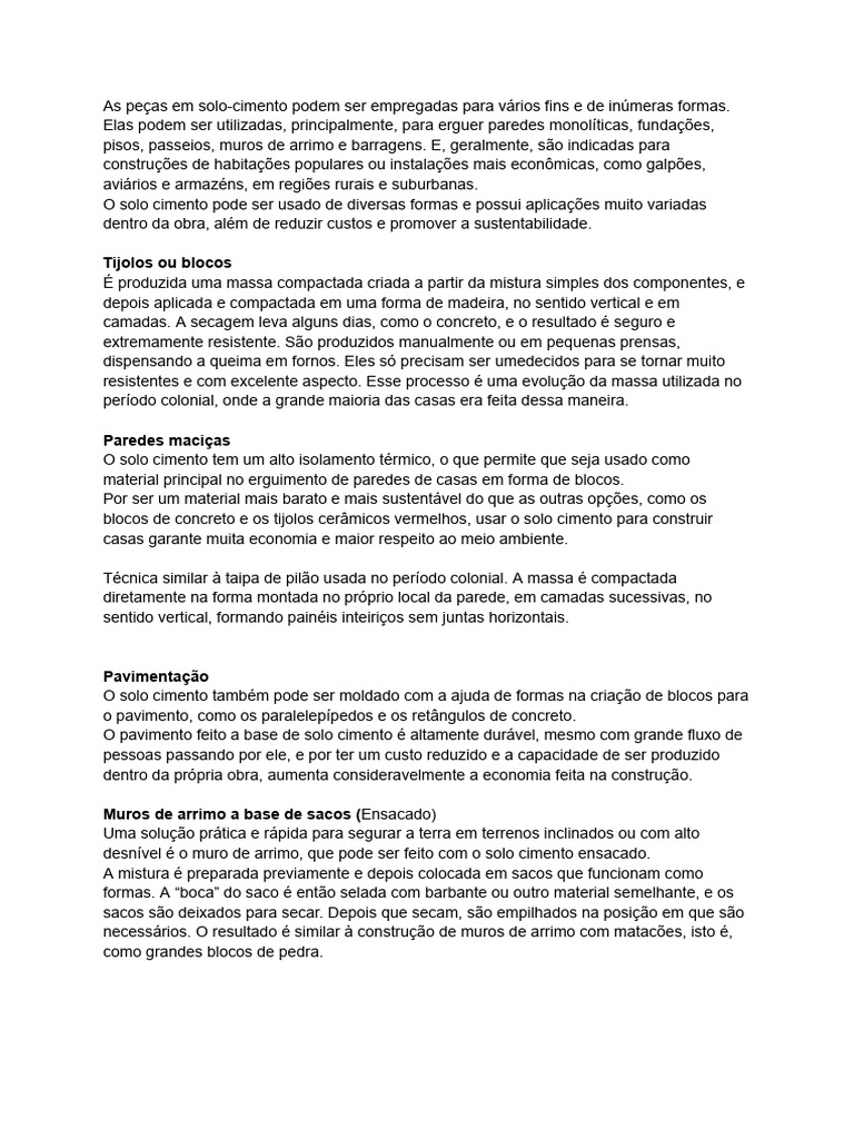 Aplicacoes Solo Cimento Pdf Cimento Tijolo