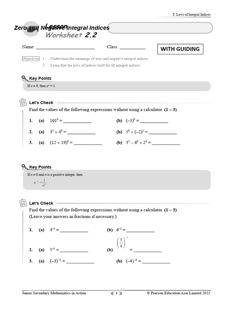 Integral Indices for Junior Students | PDF | Integer | Integral
