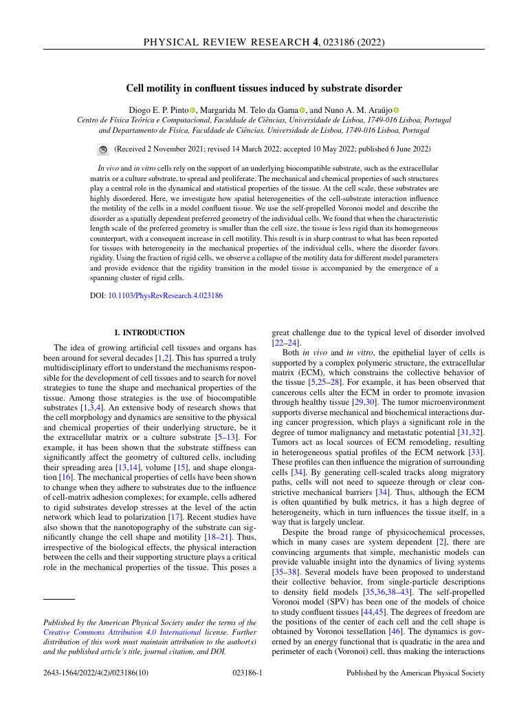 PhysRevResearch 4 023186 | PDF | Extracellular Matrix | Physical Sciences