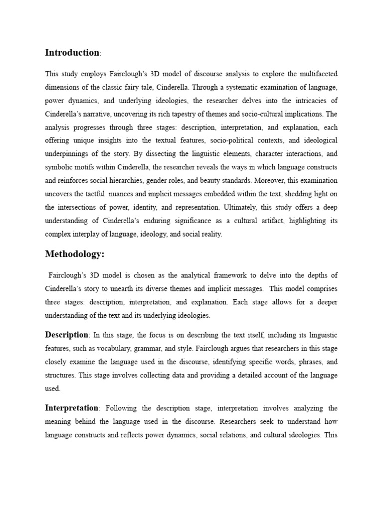 Cinderella Analysis Pdf Cinderella Gender Role