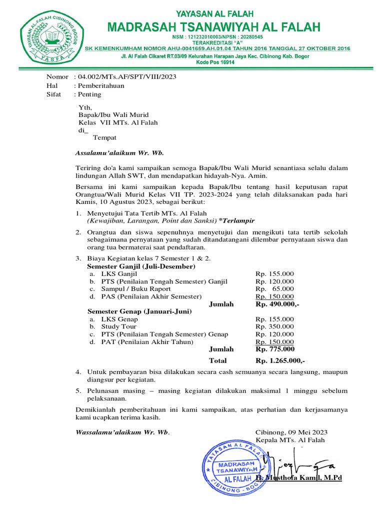 04.002. Surat Pemberitahuan Hasil Rapat Wali Murid Kelas 7 TP. 2023 ... 04.002. Surat Pemberitahuan Hasil Rapat Wali Murid Kelas 7 TP. 2023 ...
