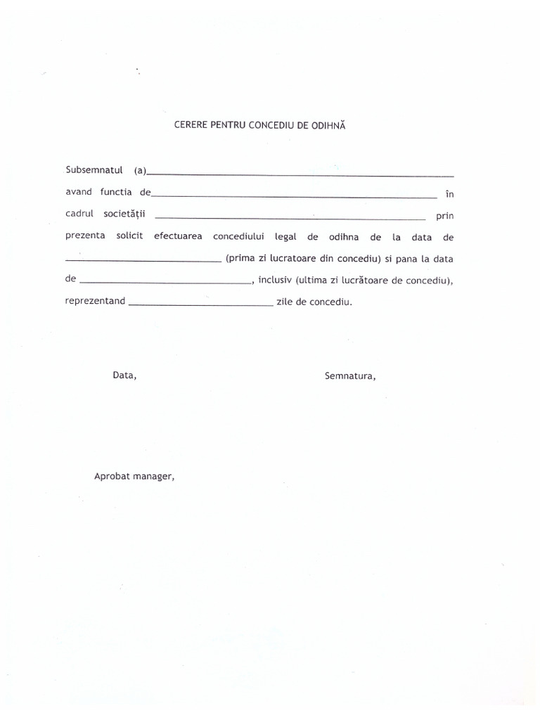 Cerere Concediu de Odihna | PDF