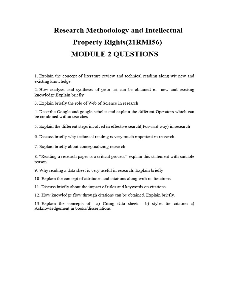 RM Module2 Questions (21cs58) | PDF