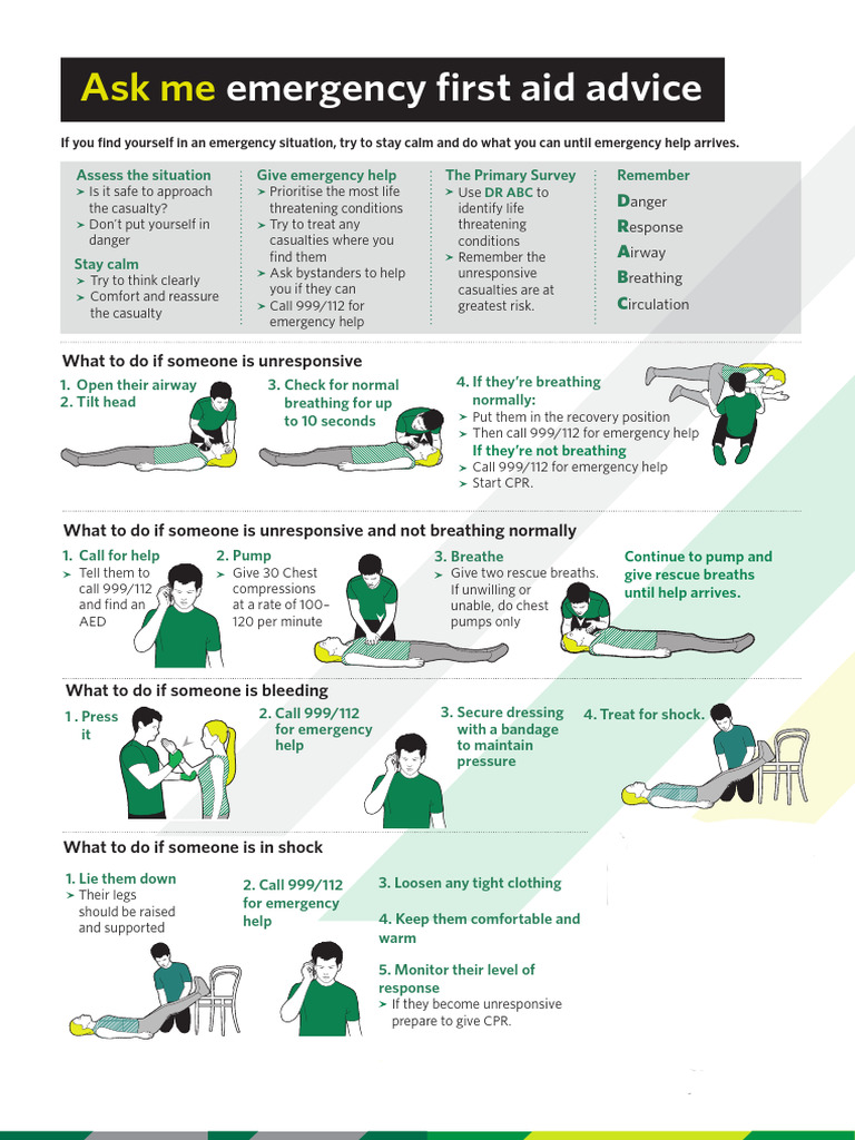 Sja Emergency First Aid Advice Poster | PDF | Cardiopulmonary ...