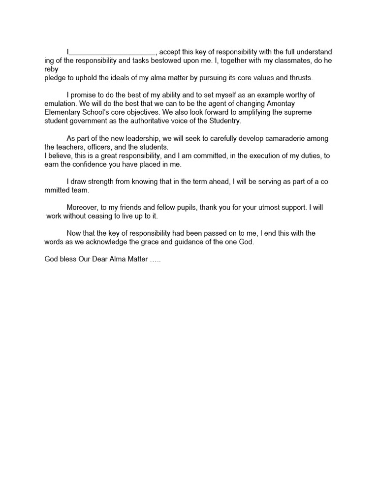 Acceptance Speech for Key of Responsibility | PDF