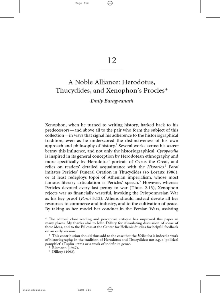A Noble Alliance. Herodotus, Thucydides, and Xenophon's Procles | PDF ...