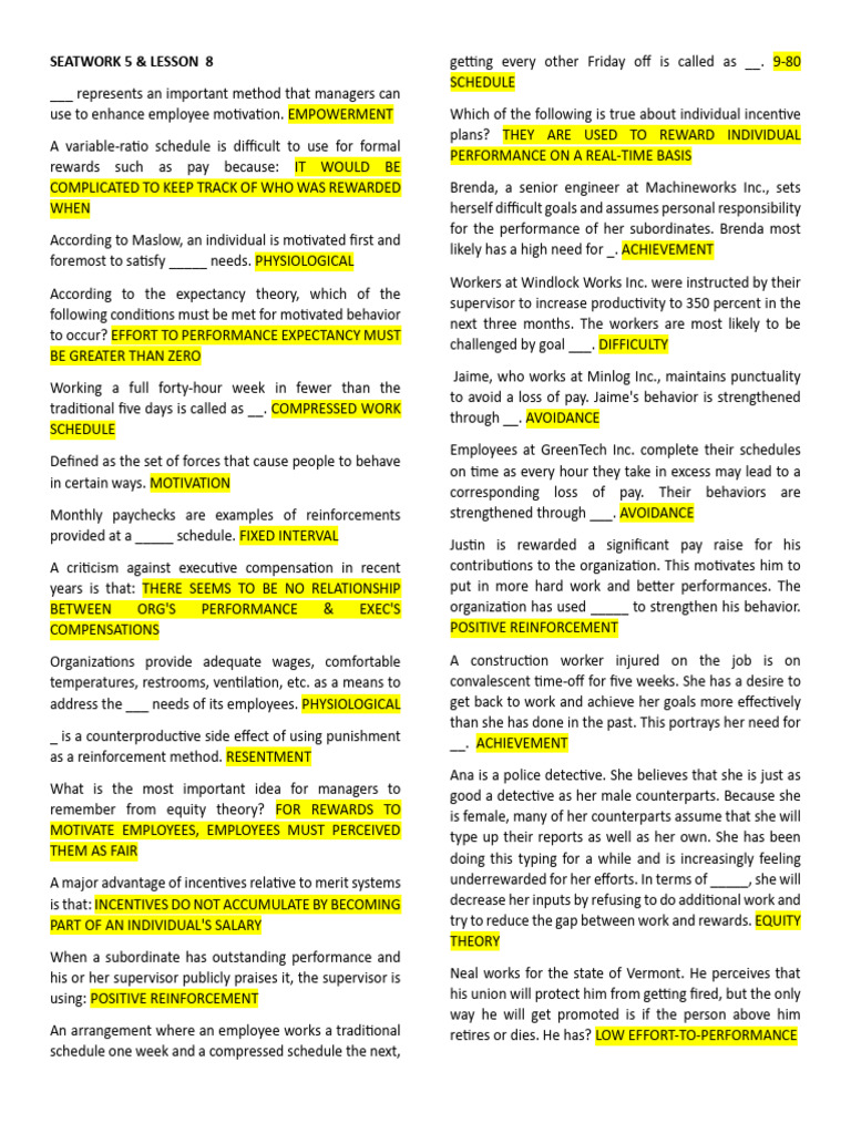Seatwork 5 Module 8 | PDF | Motivational | Motivation
