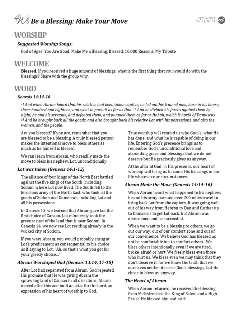 2014.04.06 Blessed To Bless Be A Blessing Make Your Move | PDF