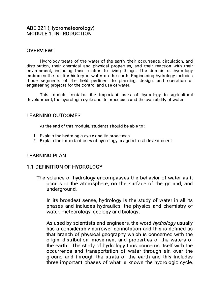 ABE 321 Module 1 | PDF