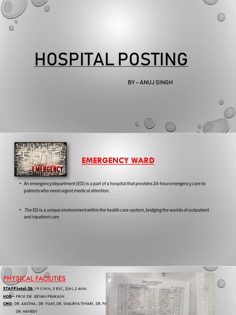 Hospital Posting: by - Anuj Singh | PDF