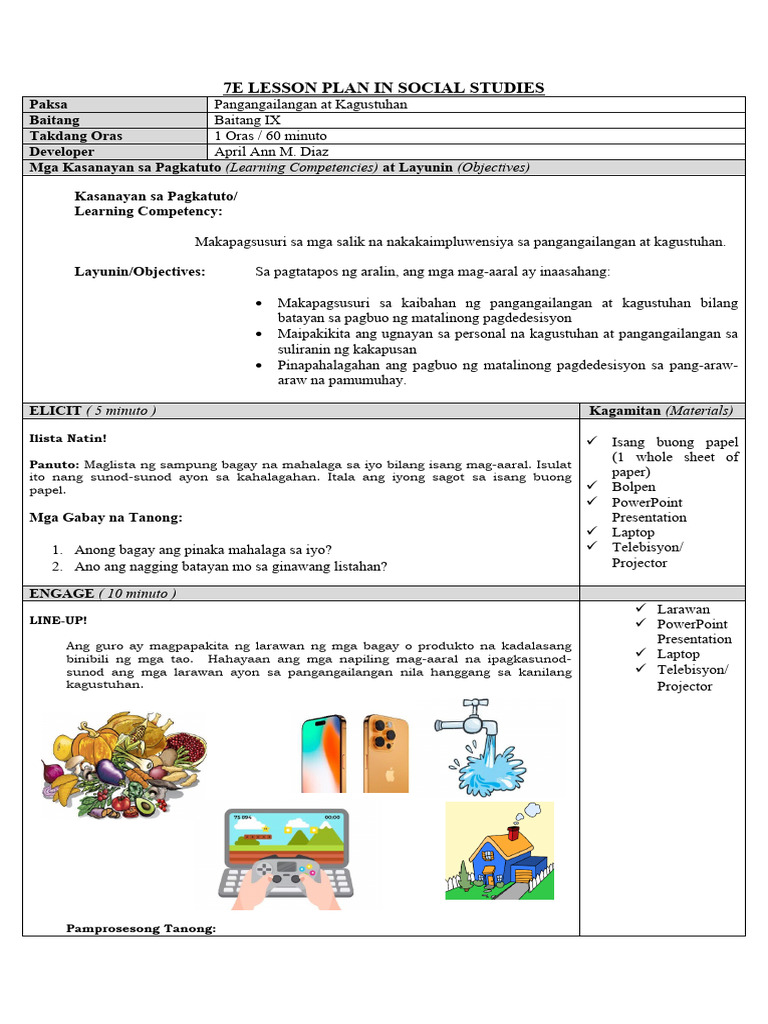7e Lesson Plan- Prof Ed 109 | PDF