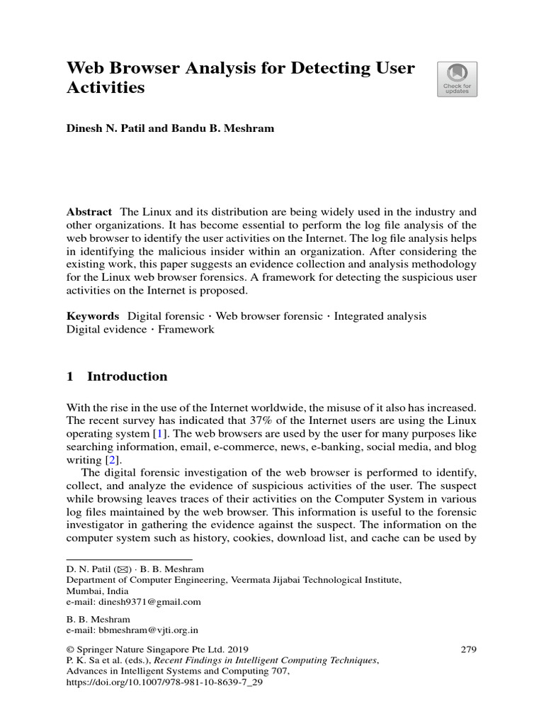 Web Browser Analysis For Detecting User Activities | PDF | World Wide Web | Internet & Web