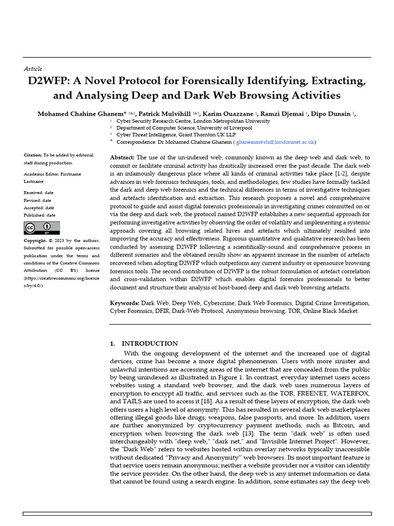 D2WFP: A Novel Protocol For Forensically Identifying, Extracting, and Analysing Deep and Dark ...
